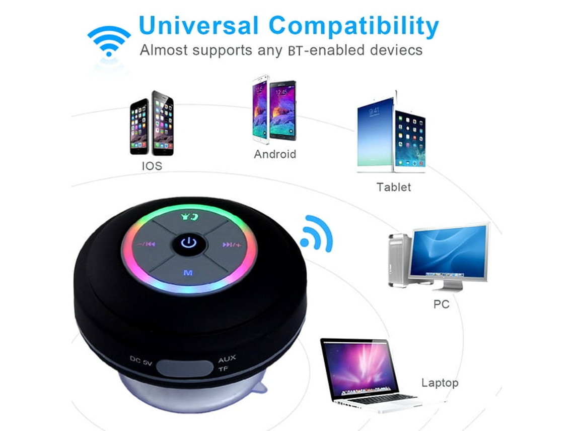 Coluna Sem Fio para Chuveiro Ipx4 Colunas Portáteis À Prova D'Água com ...