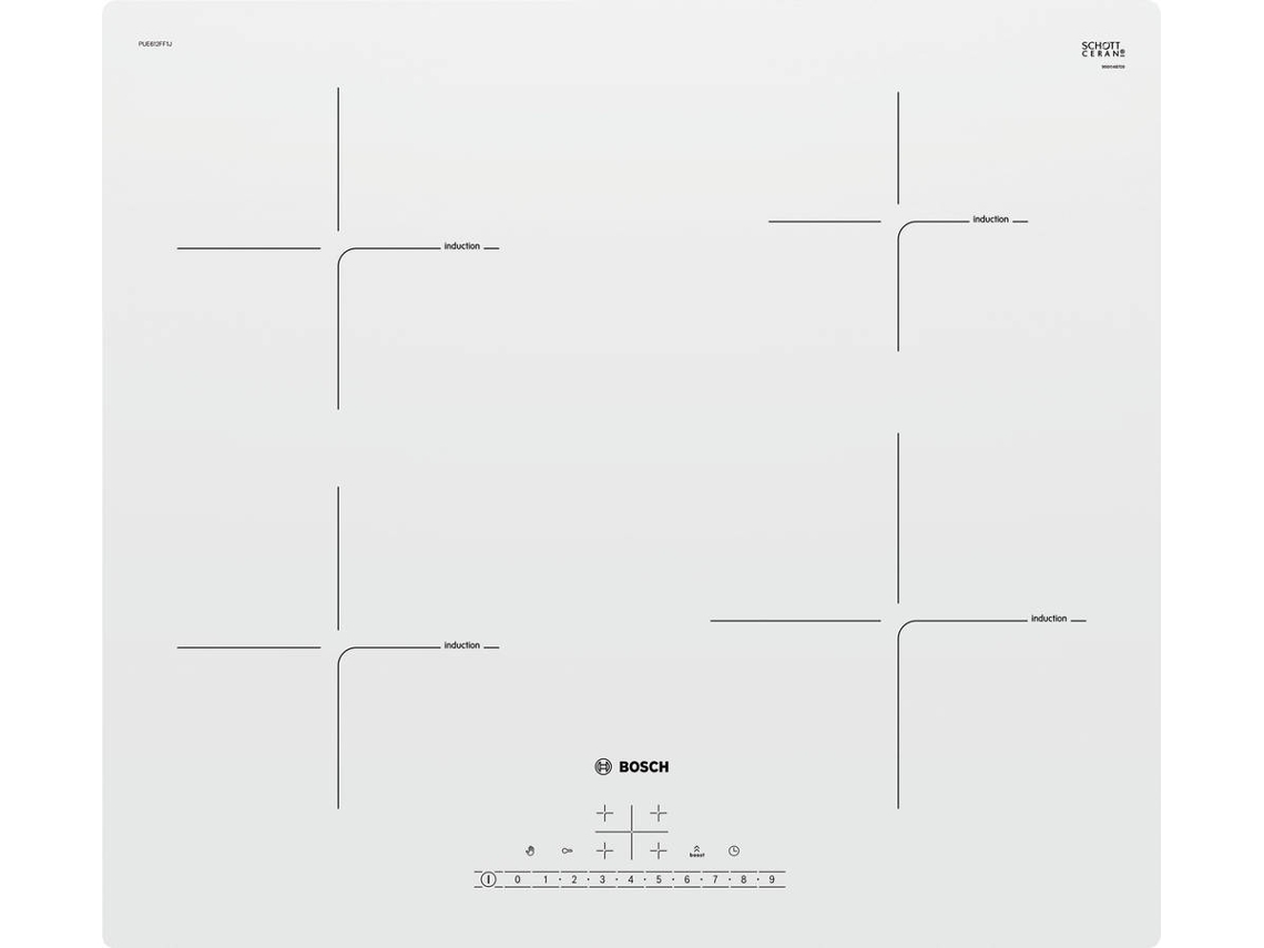 Placa de Indução BOSCH PUE612FF1J (Elétrica - 59.2 cm - Branco) | Worten.pt