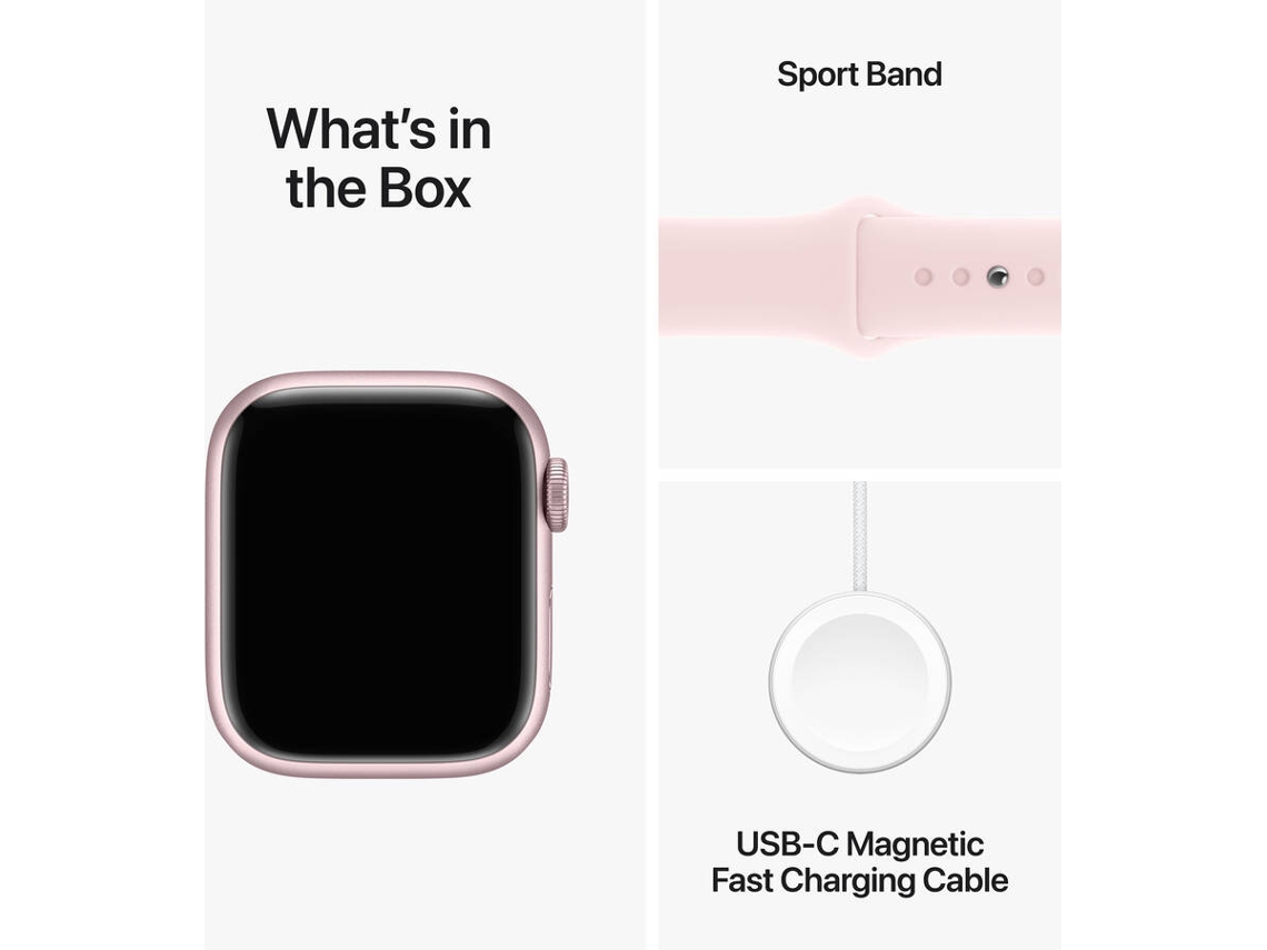 APPLE Watch Series 9 GPS 45 mm Rosa com Bracelete Desportiva Rosa-claro ...