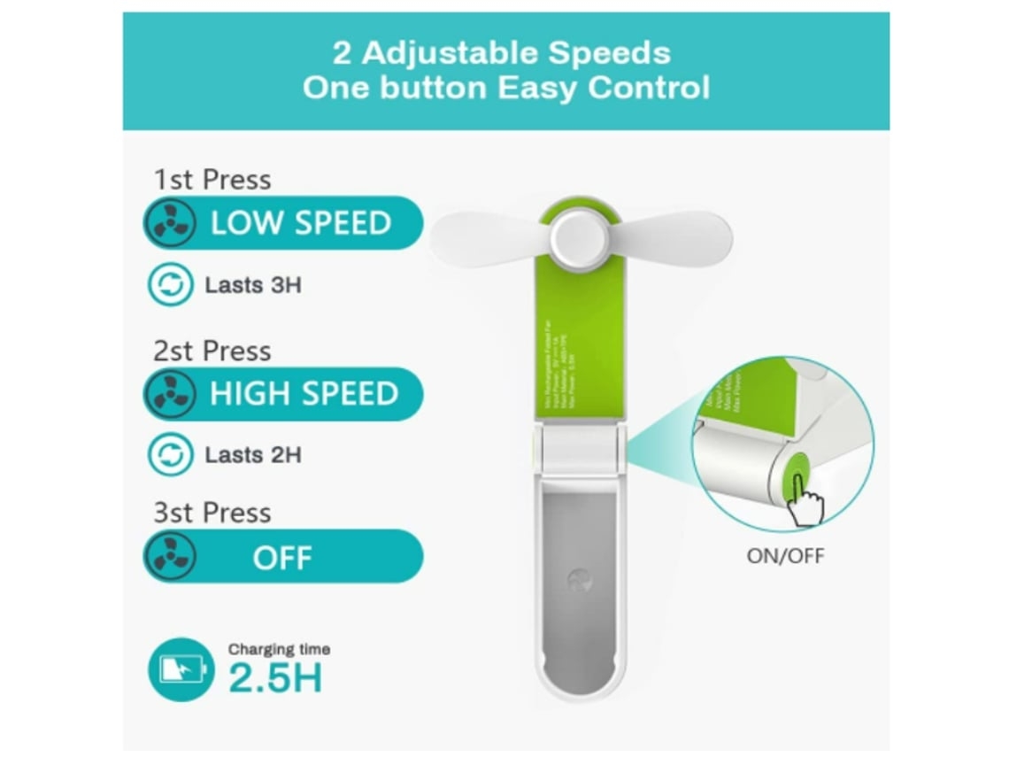 Ventoinha Portátil ENZON FS0412ZZH41 (2 W - Diâmetro 10 cm) | Worten.pt