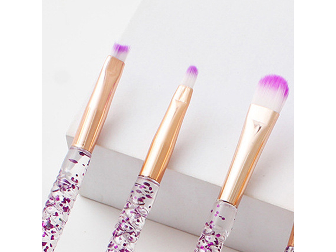 Conjunto De Pincéis De Maquiagem Crystal Sparkles Blush Powder Fan Lip ...