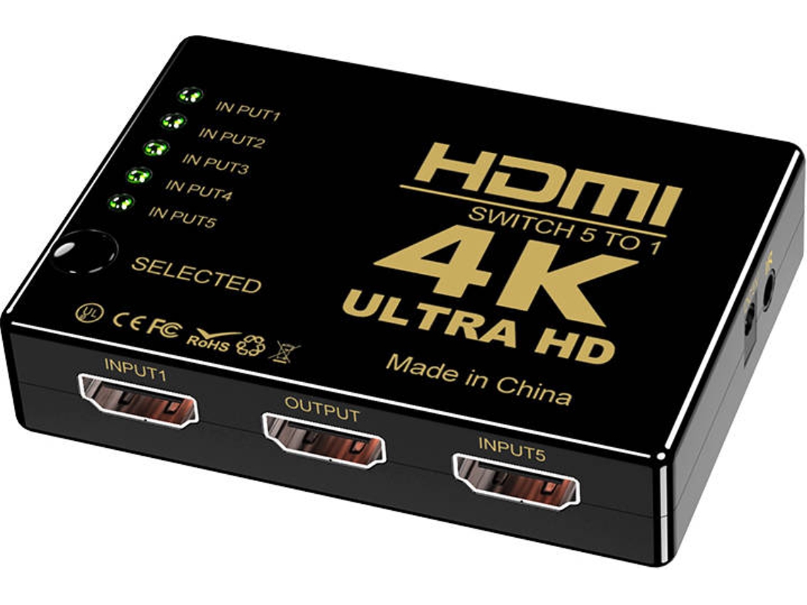 Conversor HOWEI HDMI Switch 5 in 1 4K 2K HD (Preto) | Worten.pt