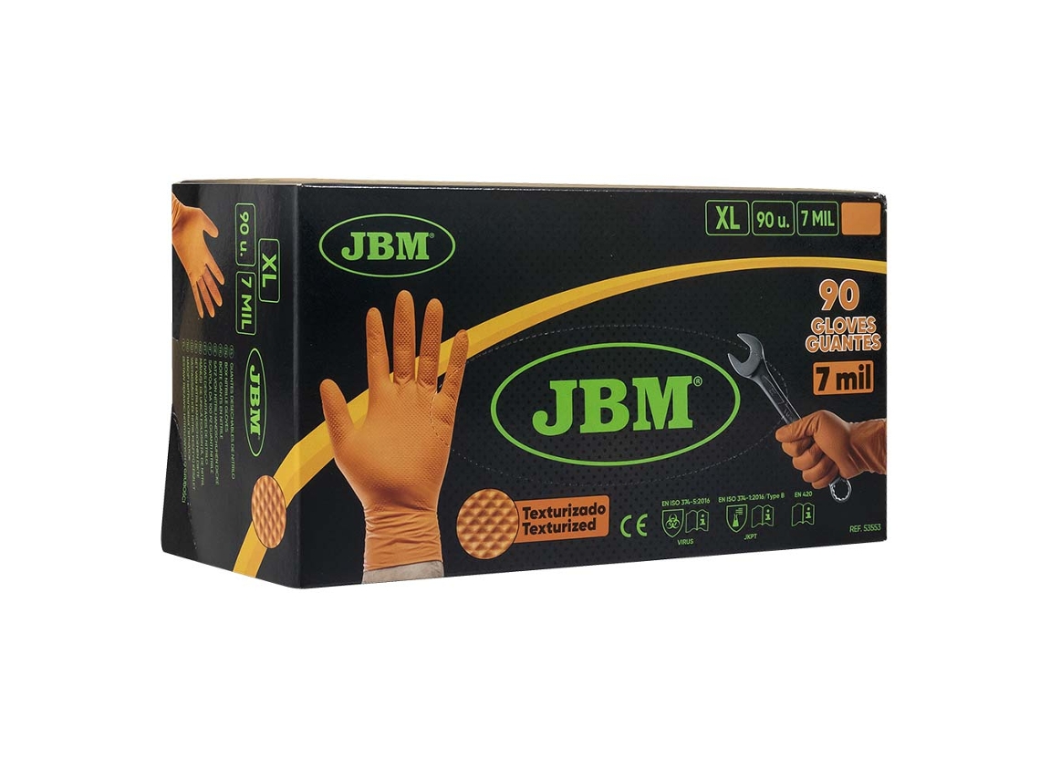 Luvas de Nitrilo JBM 7.0 Mil (Tamanho XL - 90 Unidades - Laranja ...