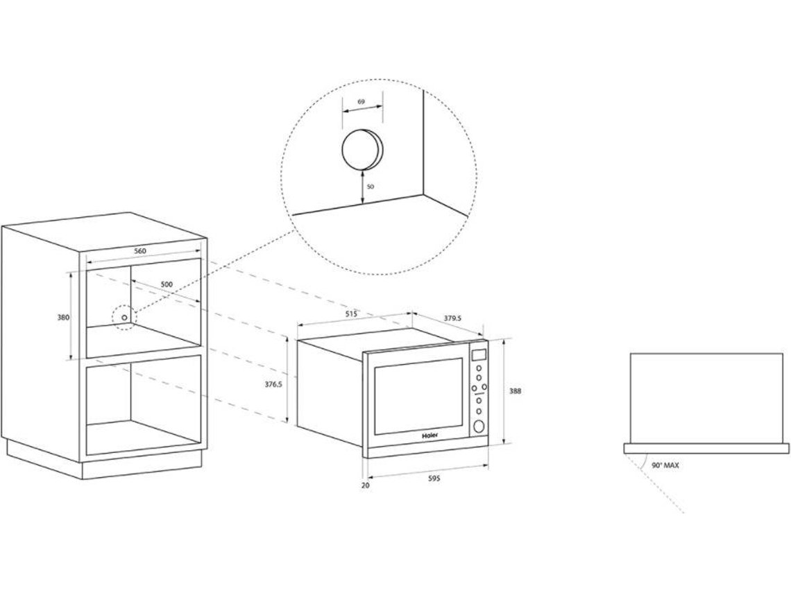 Micro-ondas Encastre HAIER HOR38G5FT (28 L - Com Grill - Preto) | Worten.pt