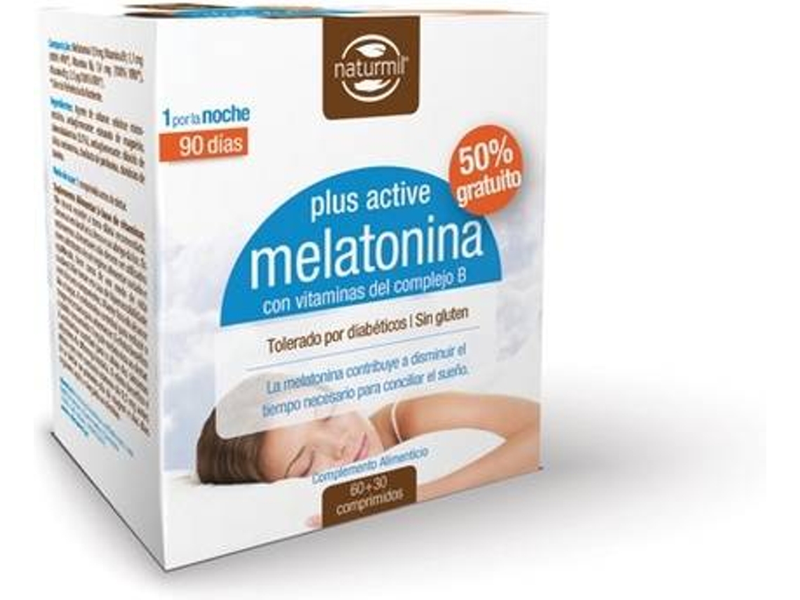 Suplemento Alimentar NATURMIL Melatonina Plus Active (90 comprimidos ...