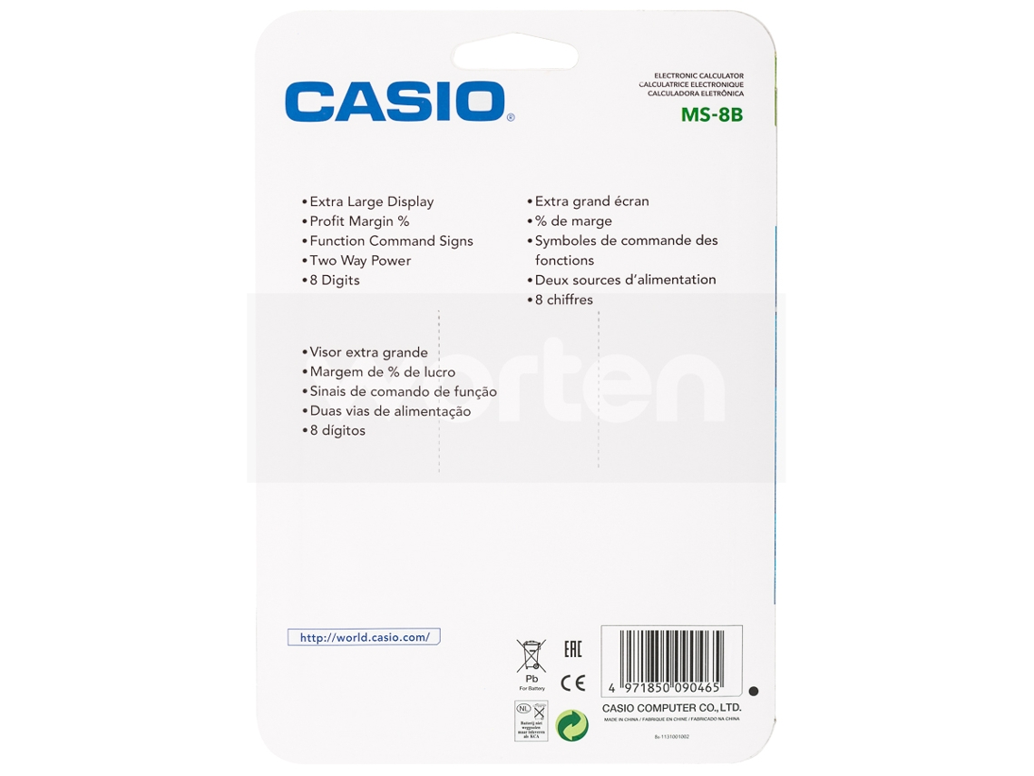 Calculadora Básica CASIO Ms 8S 8 Dígitos (8 dígitos) | Worten.pt
