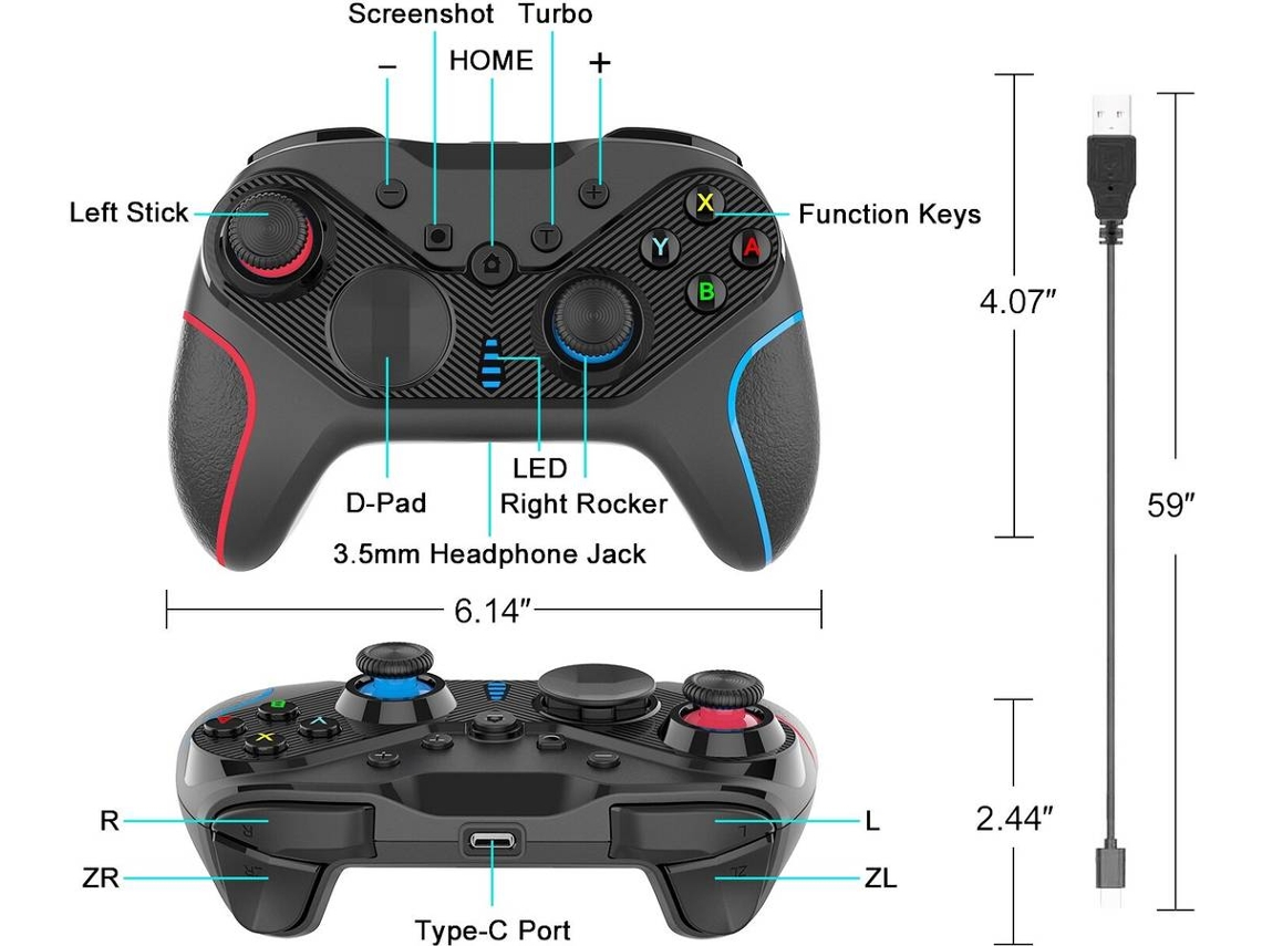 Comando Nintendo Switch Pro ALIN449-1 Azul (Wireless) | Worten.pt