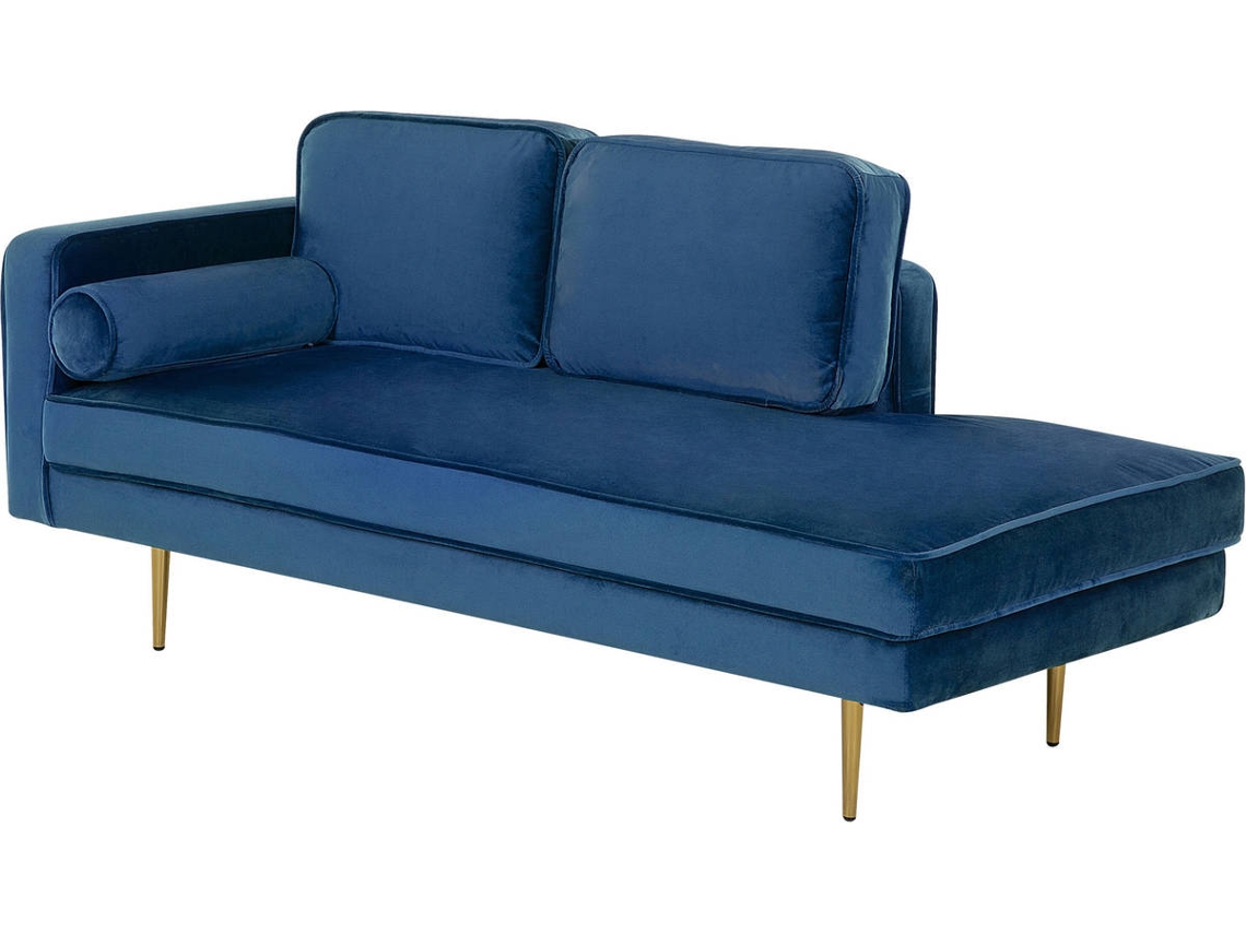 Chaise-Longue Miramas (Azul - Veludo - 79x171x63 cm) | Worten.pt