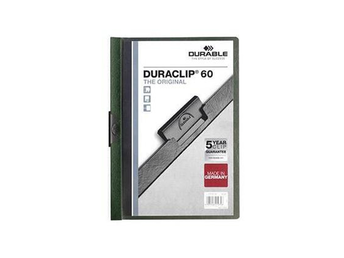 Pasta Dossier Durable, C/Clip Lateral, A4, 60 Fls, Verde Escuro | Worten.pt