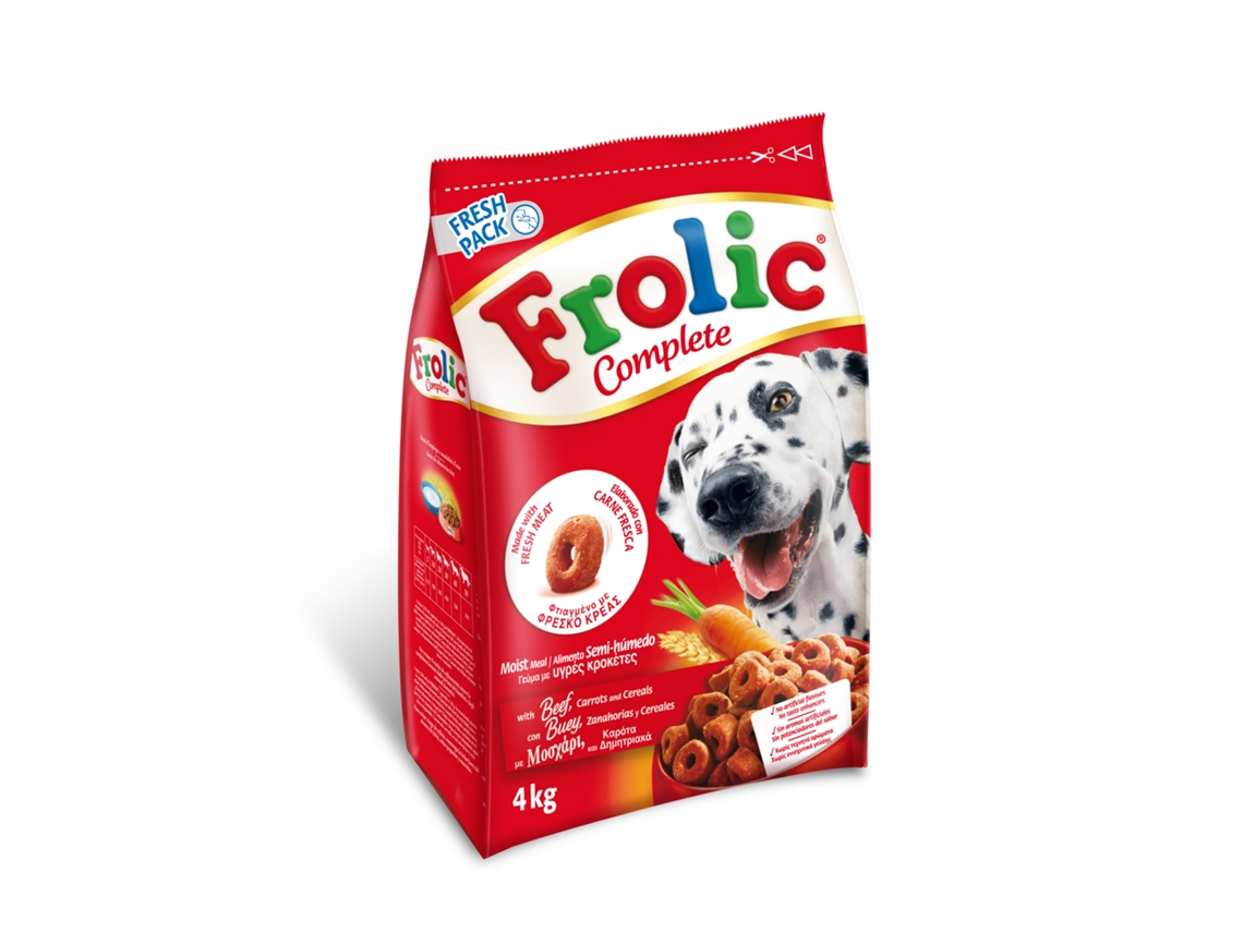 Ração Semi-Húmida para Cães Adultos FROLIC Sabor a Carne 3 packs de 4kg ...