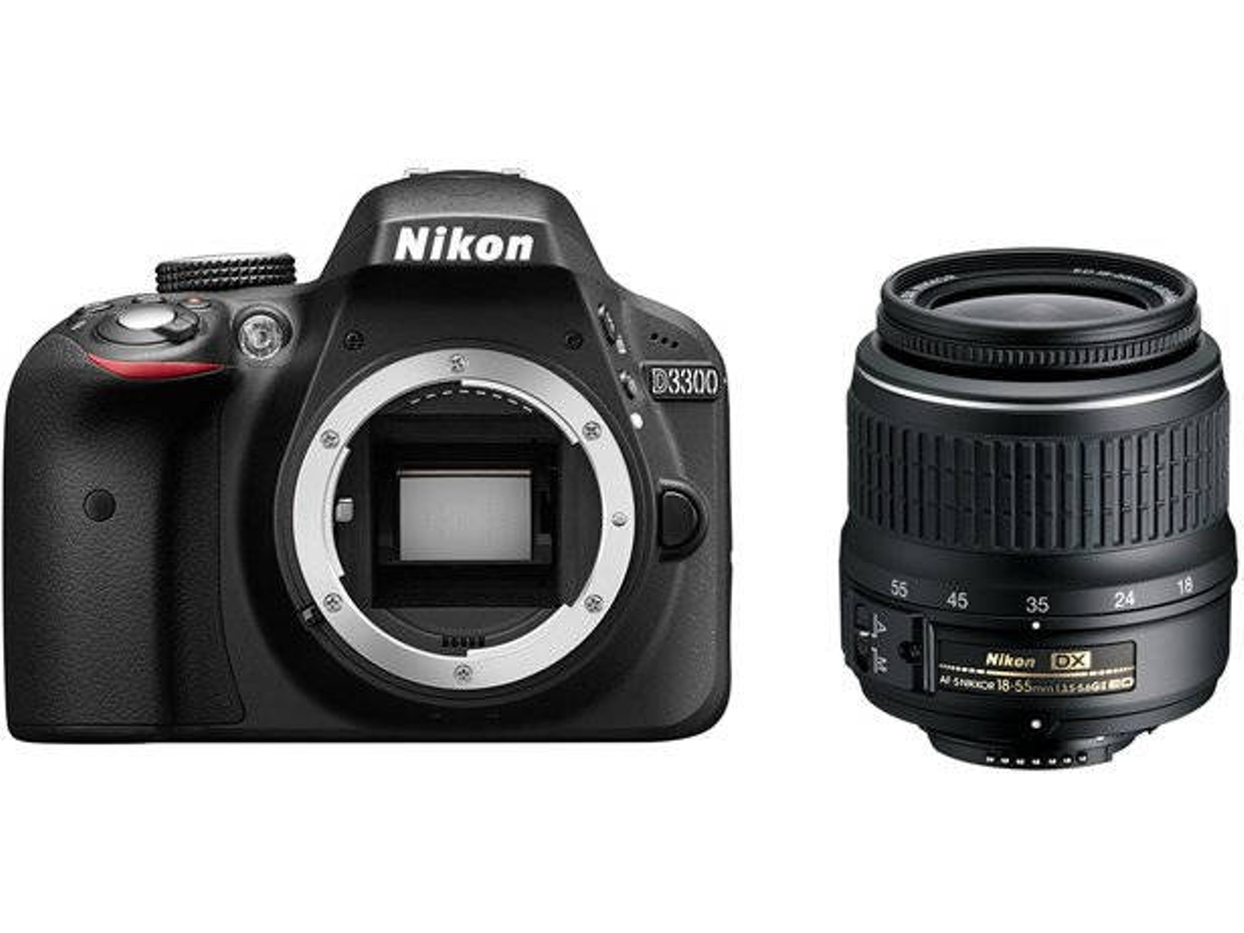 Kit Máquina Fotográfica Reflex NIKON D3300 + 18 - 55mm (Preto - 24.2 MP ...