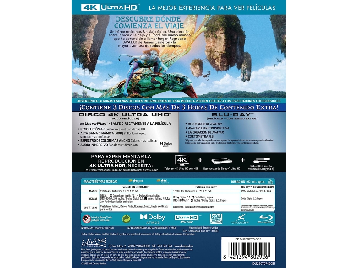 Avatar Ed. Remasterizada 2022 4K Ultra Hd +Blu-Ray Extras | Worten.pt