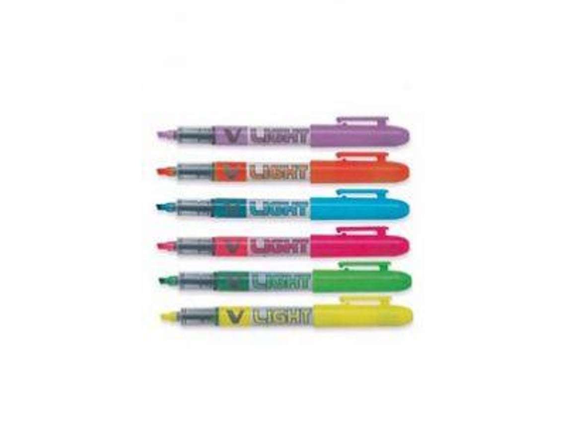 Pack 12 Marcador Pilot V-Light Amarillo Punta Biselada | Worten.pt