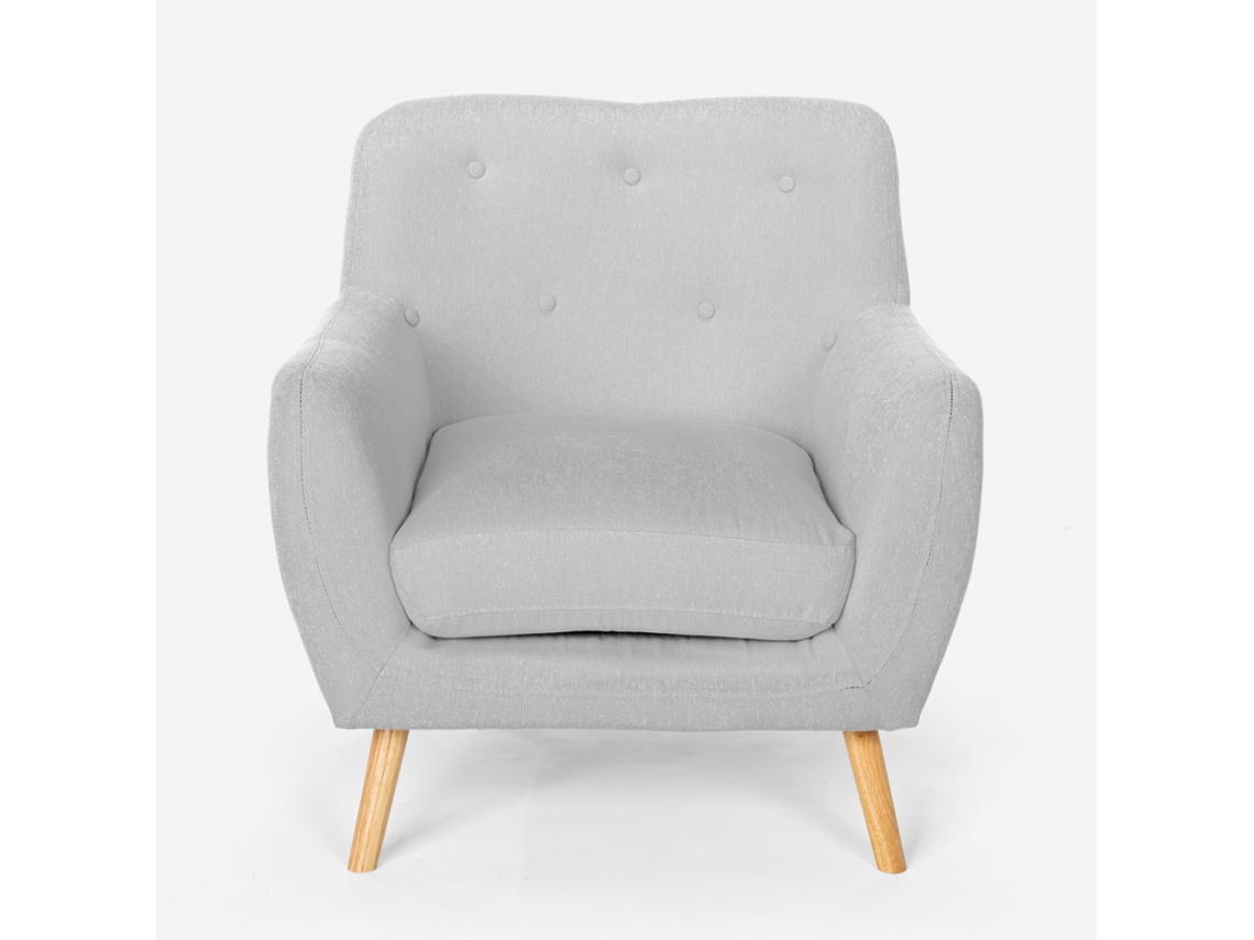 Poltrona design moderno estilo nórdico em madeira e tecido Modesto ...