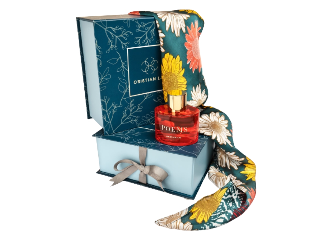 Coffret CRISTIAN LAY Poems + Lenço Floral + 1 Caixa de Presente Azul ...