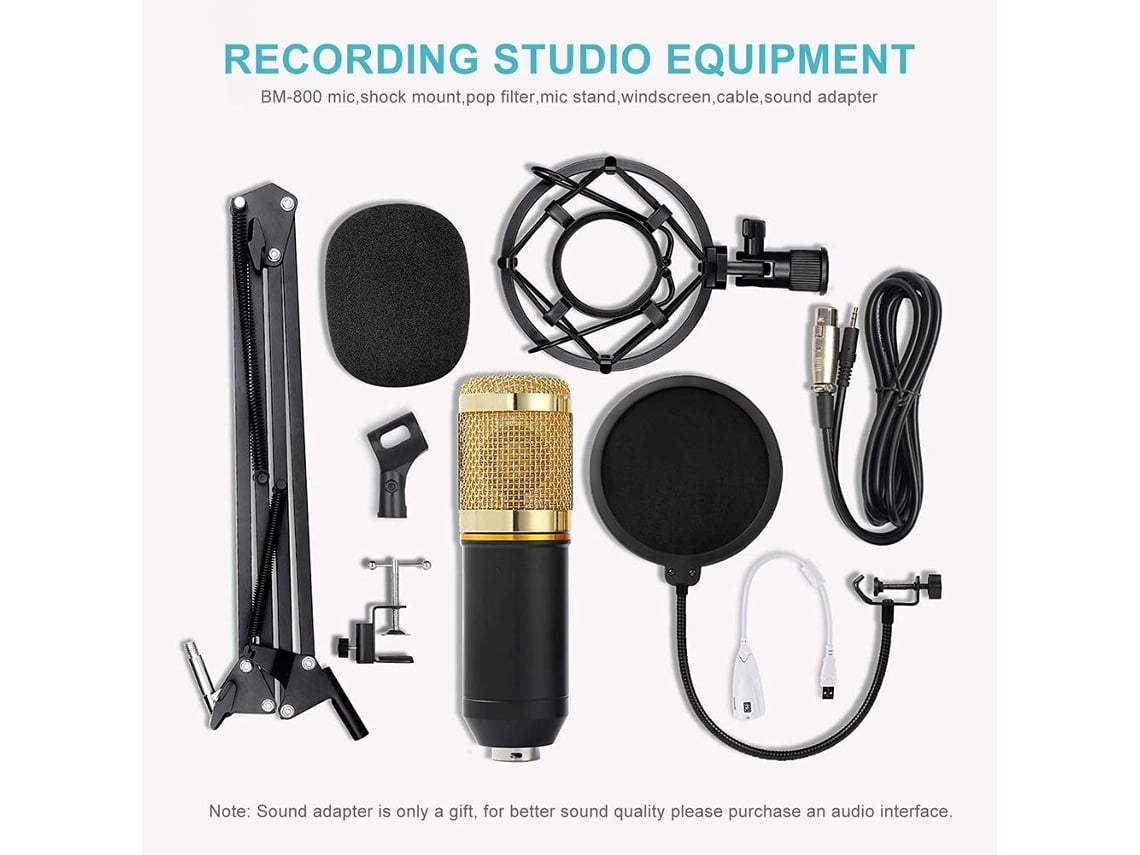 Condensador De Estúdio Microfone Mic Para Transmissão De Rádio Canto Gravação Slowmoose