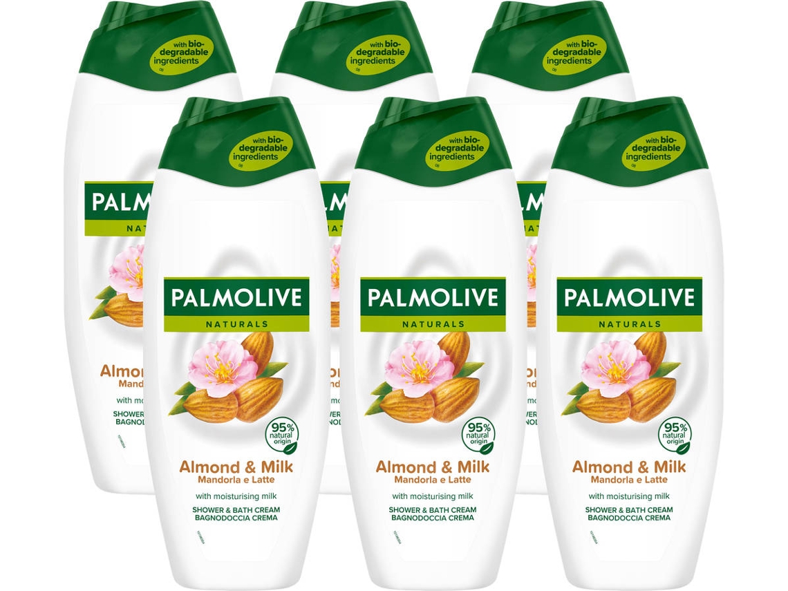 Gel de Banho Hidratante PALMOLIVE Naturals Amêndoa e Leite (6 x 500 ml ...