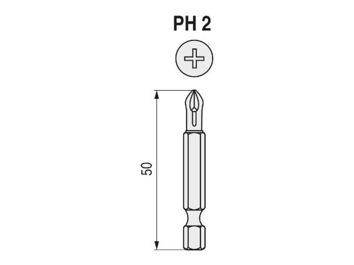 Punta atornillar mango 1/4 torsion ph 50mm punta atornill ph2 | Worten.pt