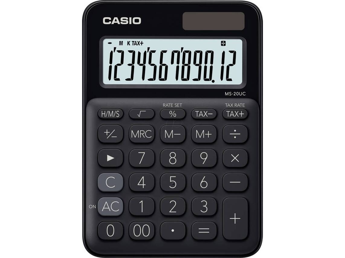 Calculadora Básica CASIO MS-20UC-BK Preto (12 dígitos) | Worten.pt