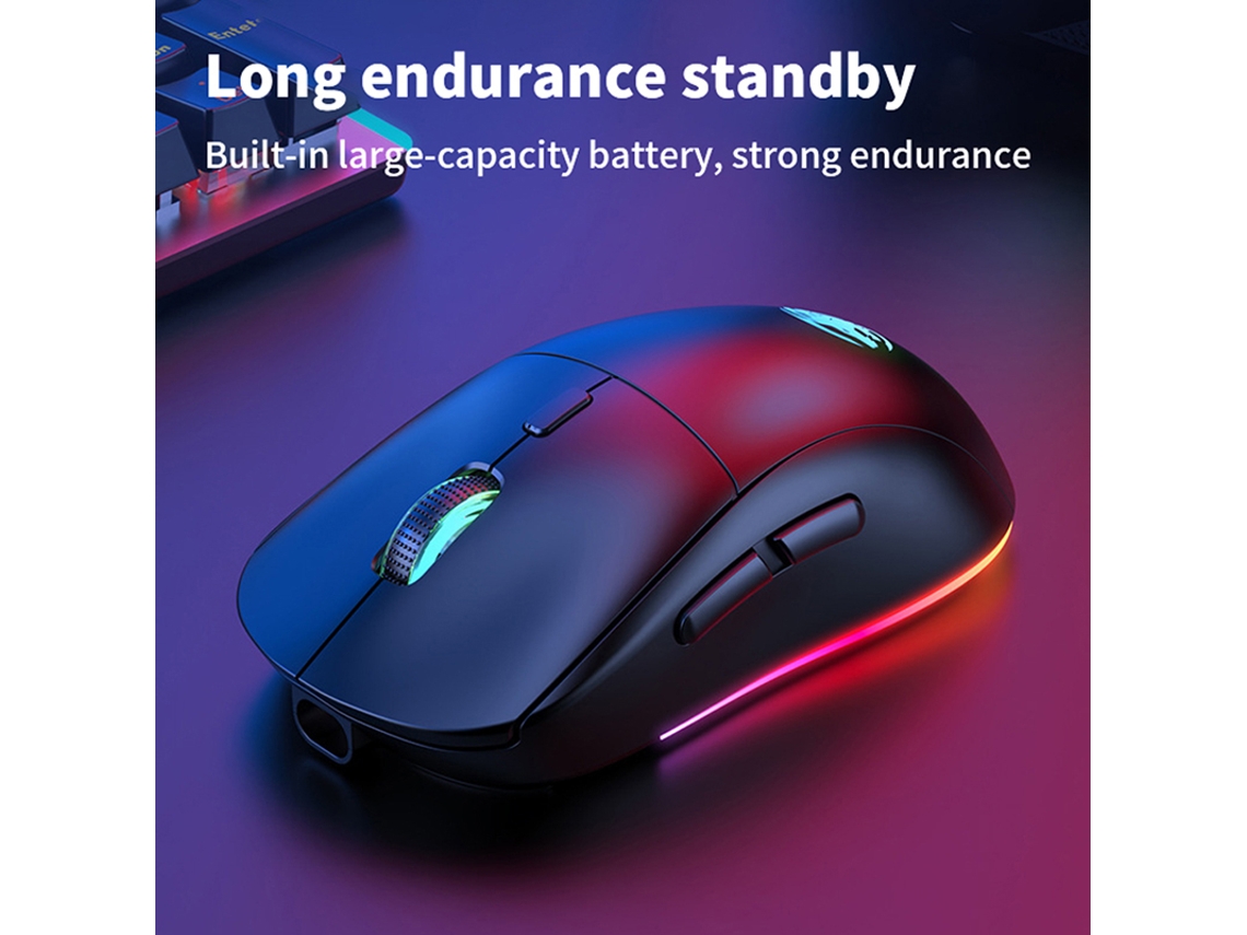 Rato para Jogo KH2023 recarregável USB sem fios Bluetooth com luz RGB ...