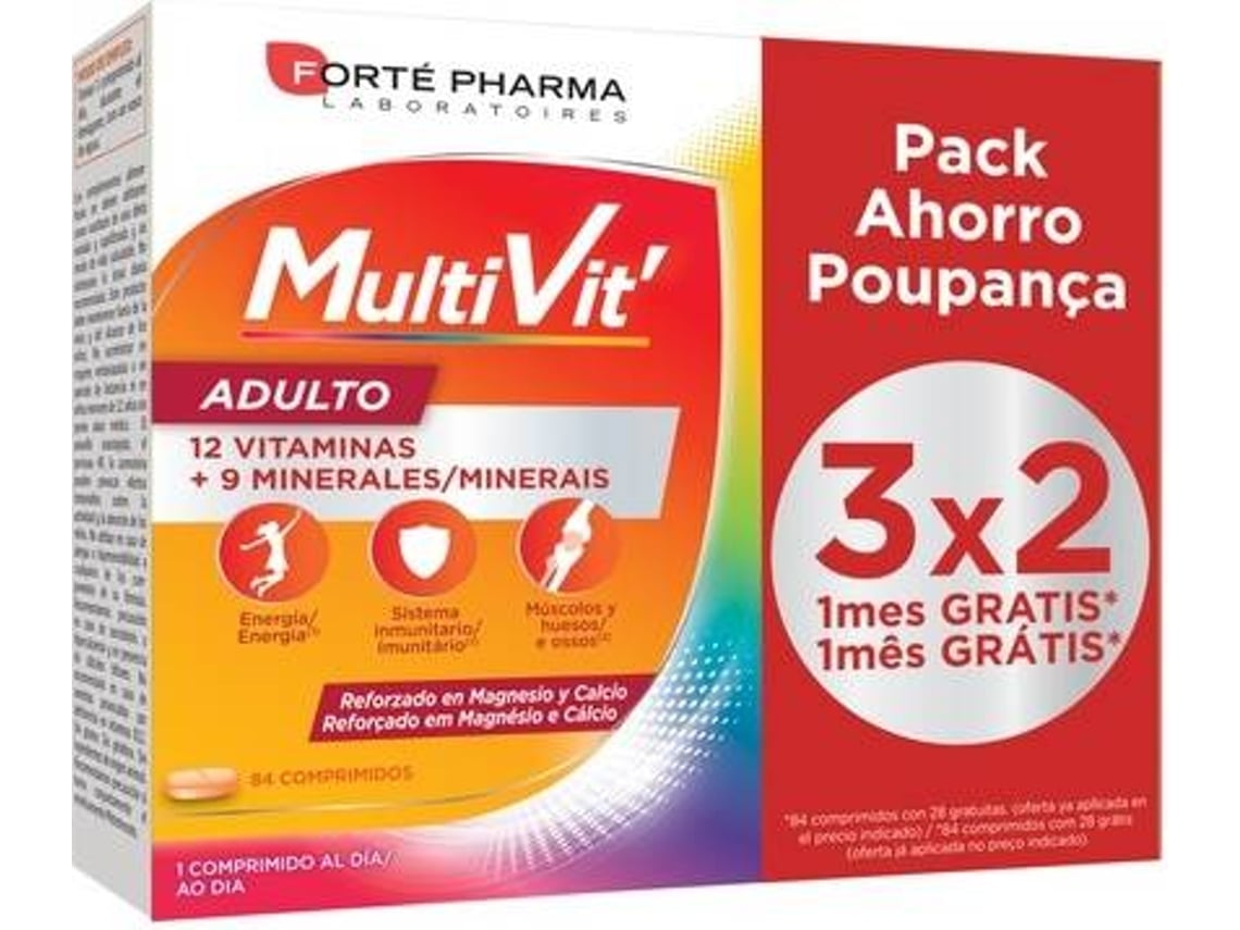 Suplemento Alimentar FORTÉ PHARMA Energy Multivit Adulto (84 ...