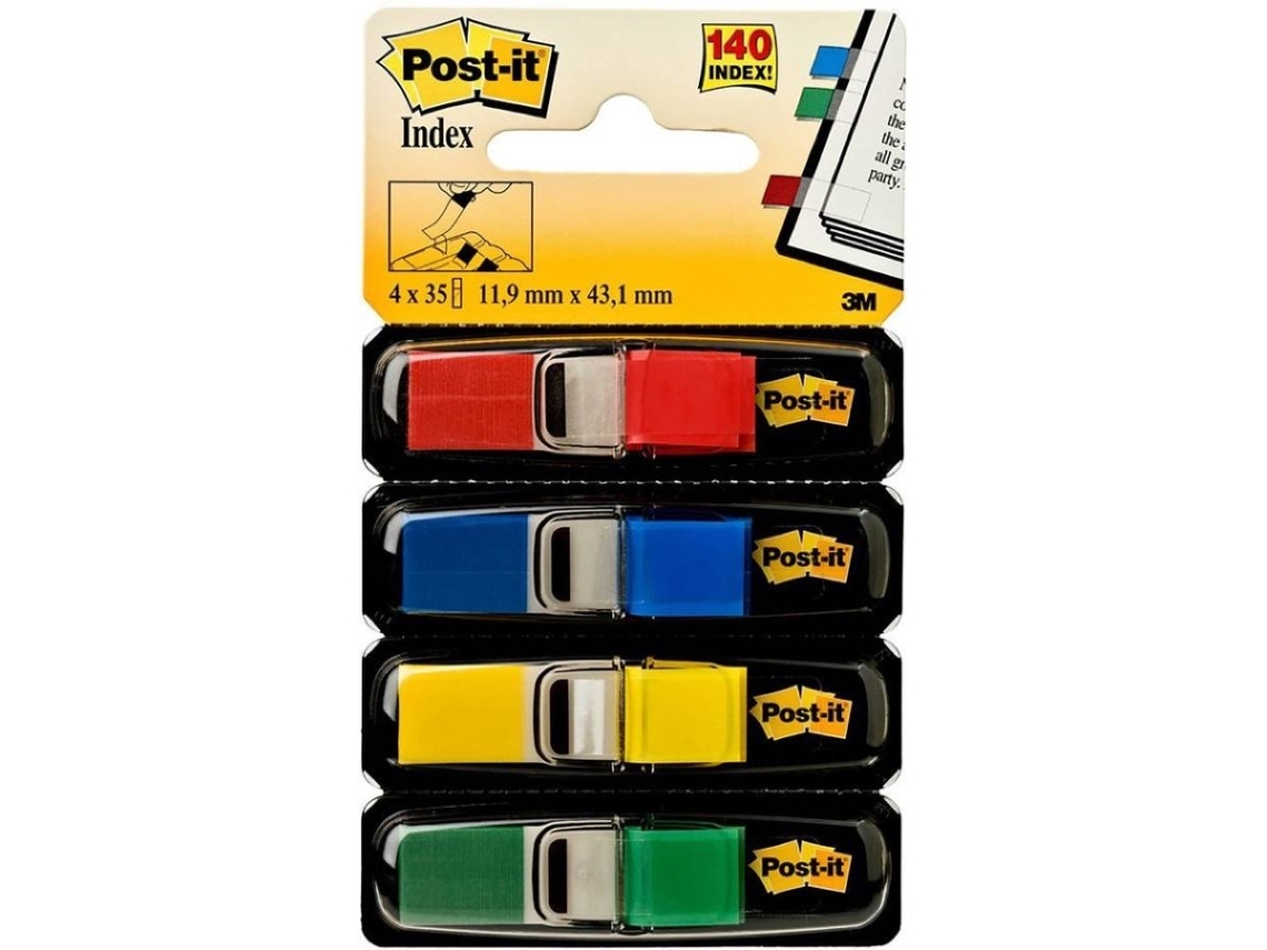 Separadores POST-IT® 4 Embalagens de 35 (11.9x43.1 mm - Multicor ...