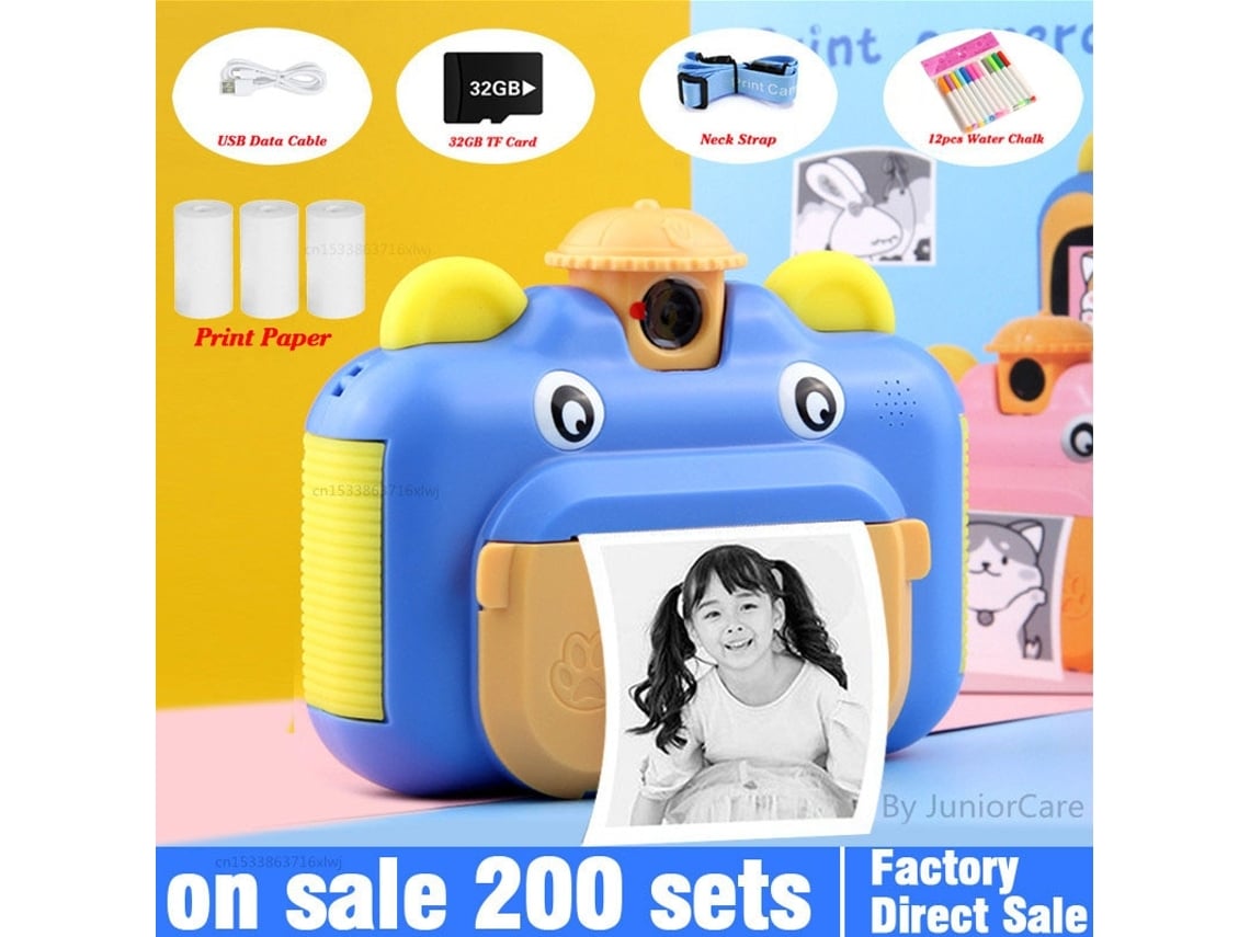 Câmara Instantânea Infantil WEB2O Photo Toy com Papel Térmico 1080P HD ...