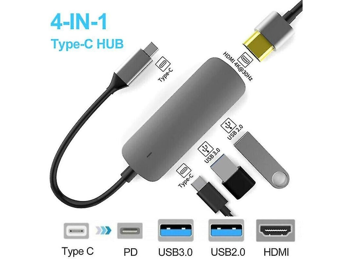 Conector Tipo Hub Pd Usb Multi Hdmi Uhd ELKUAIE Vermelho | Worten.pt