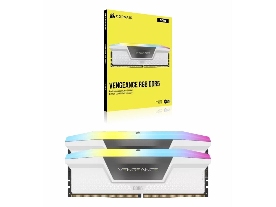 Memória RAM DDR5 CORSAIR Vengeance RGB (2 x 16 GB - 5600 Mhz - Branco) | Worten.pt