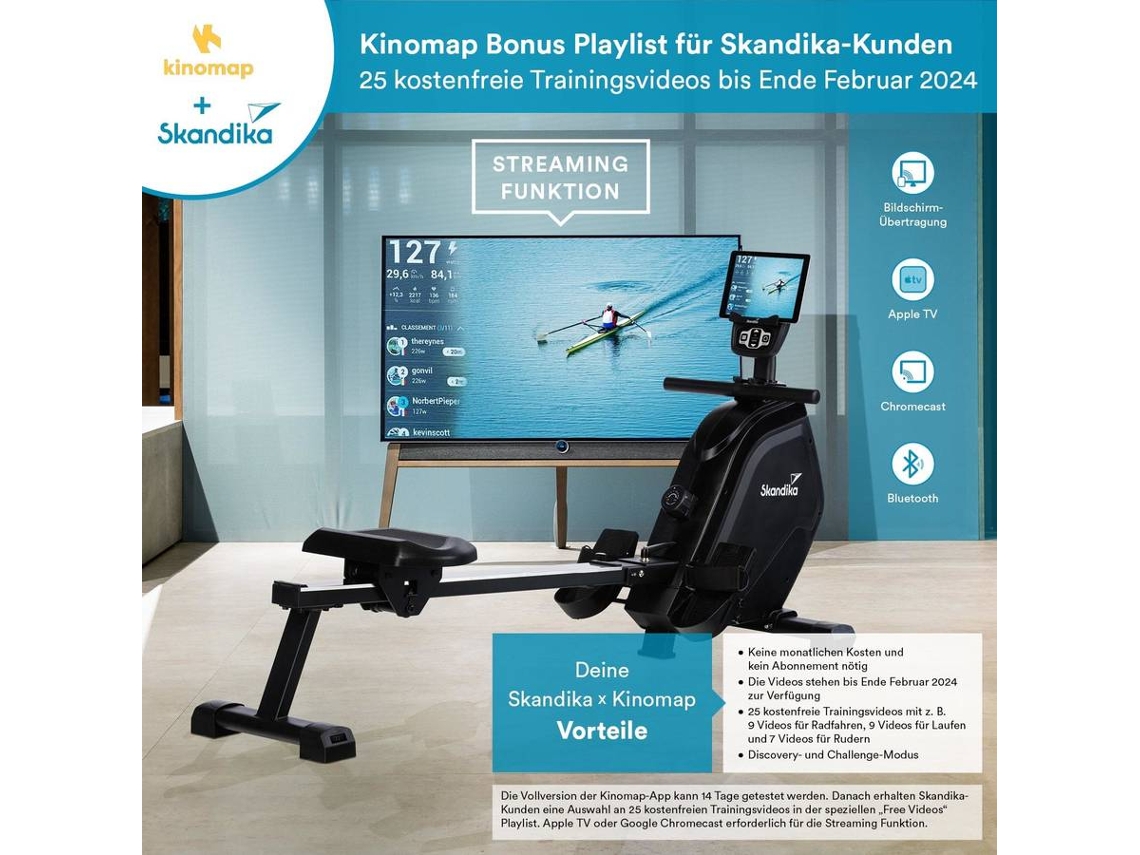 Máquina de Remo SKANDIKA Munin Dobrável Resistência Magnética 16 ...