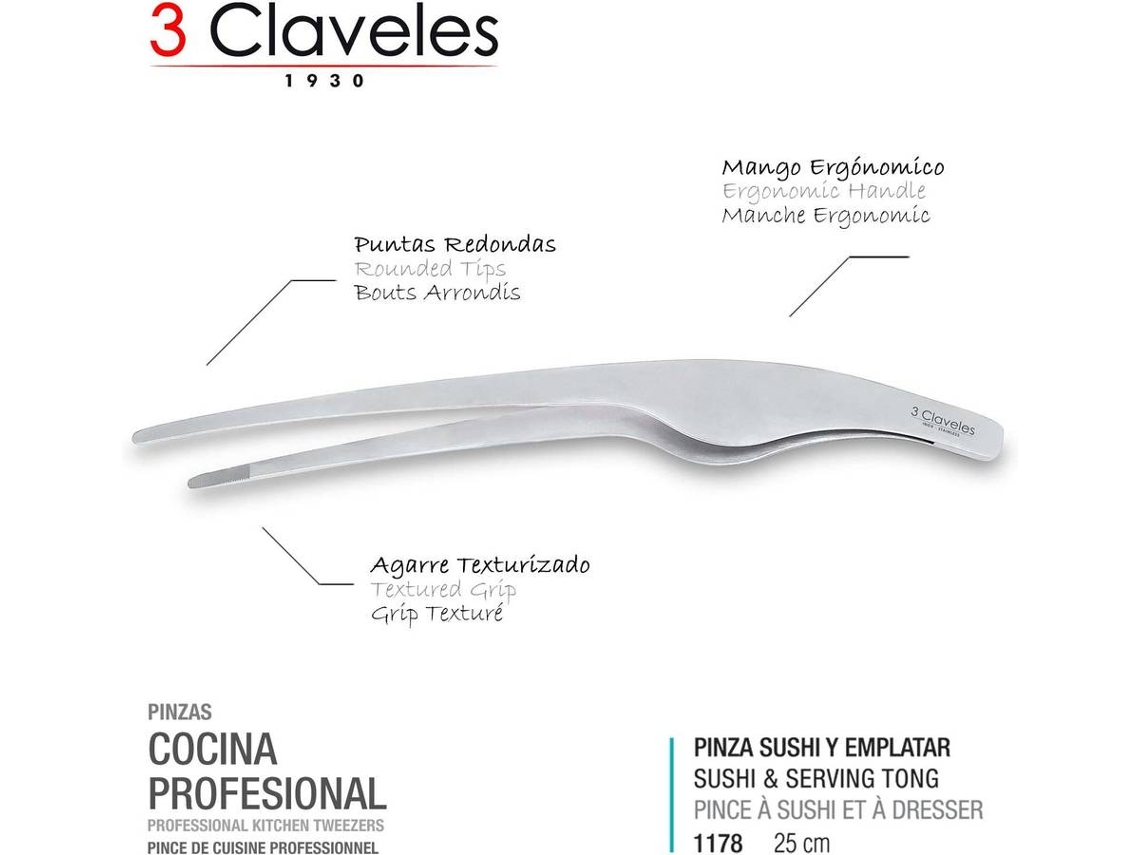 Tenazes de Cozinha 3 CLAVELES (Aço Inox - 25 cm - 10") | Worten.pt