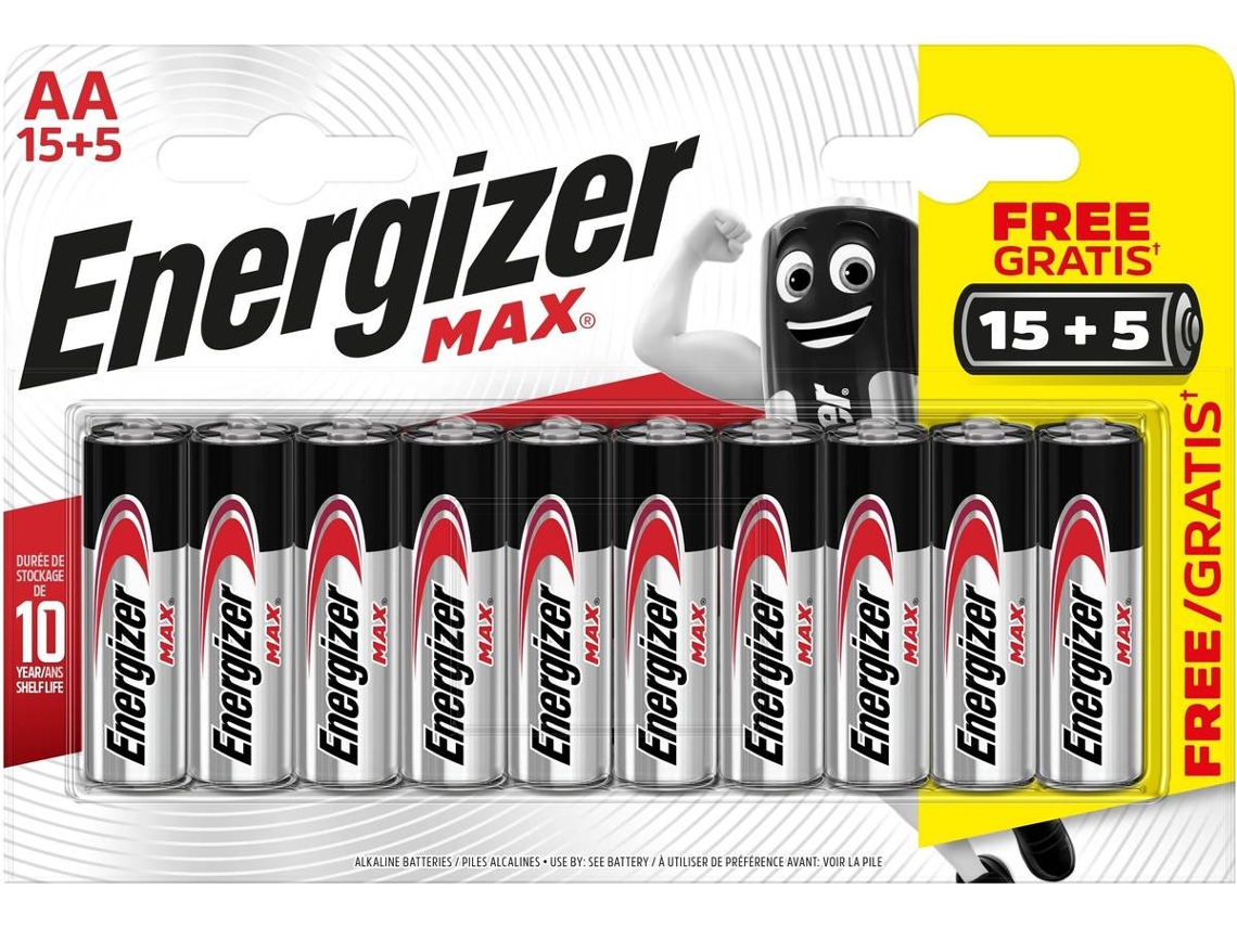 Pilhas ENERGIZER Alcalina Max LR06 (AA- 20 unidades) | Worten.pt