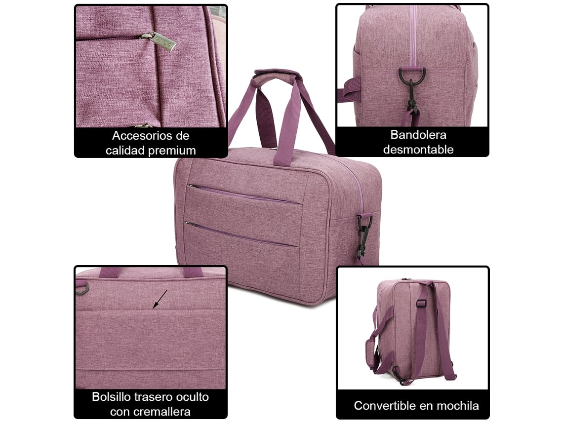 Mala de Cabine RAYKONG Convertível em Mochila Ryanair Roxo (40 x 20 x ...