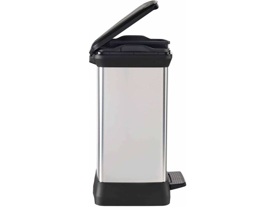Curver Caixote do lixo duplo com pedal Deco 28 L prateado 240638 ...