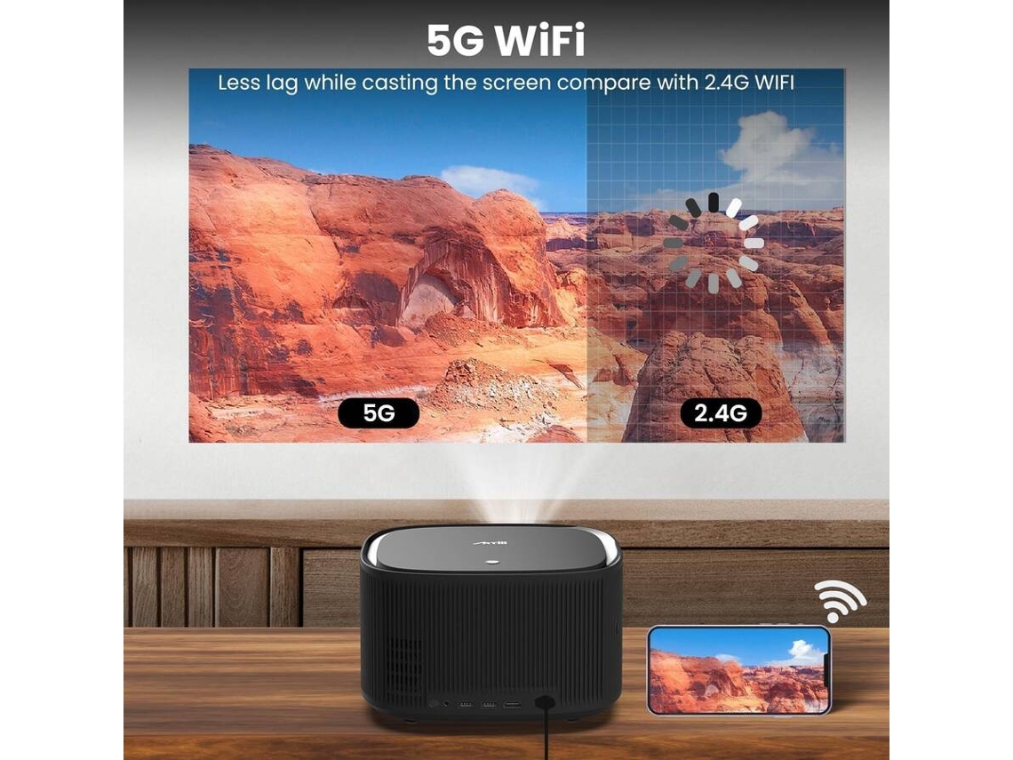 Projetor ARTLII Amento Wi-Fi 450 Ansi Lúmens 1080P Netflix Autêntico ...