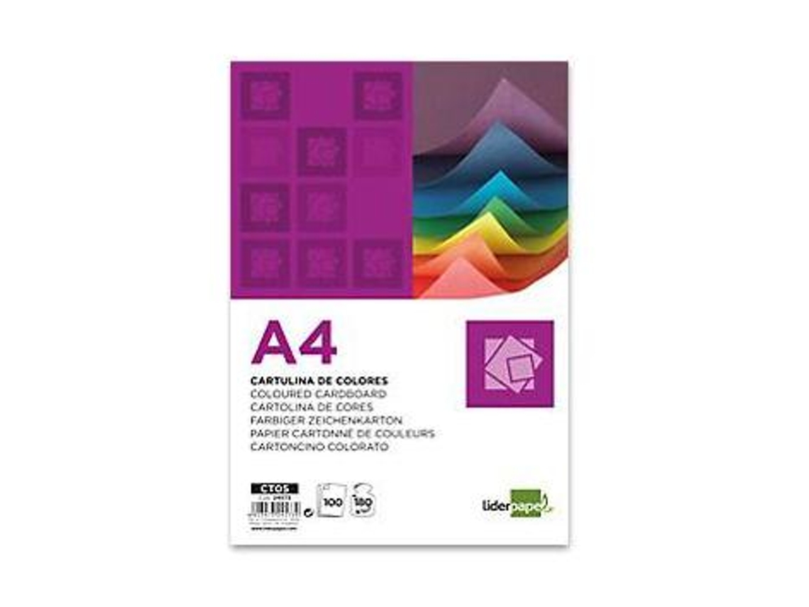 Cartolina 180 Grs/Mã¬. Liderpapel 100 Folhas, A4, Vermelha | Worten.pt