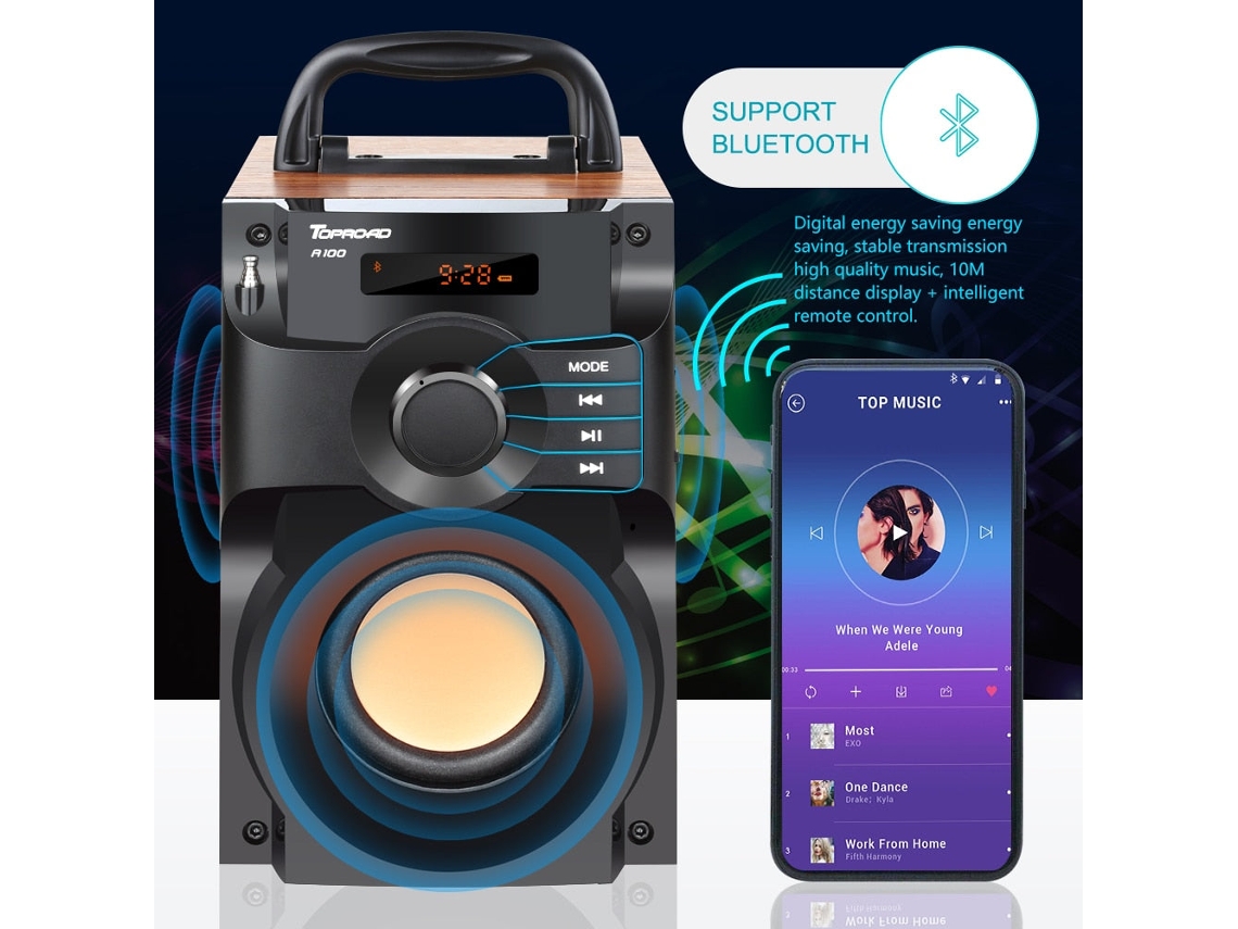 Coluna Bluetooth Portátil Subwoofer Estéreo Sem Fio Coluna Graves ...