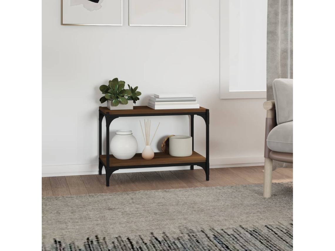 Móvel de Tv 60 x 33 x 41 cm Derivados Madeira/Aço Carvalho Castanho ...