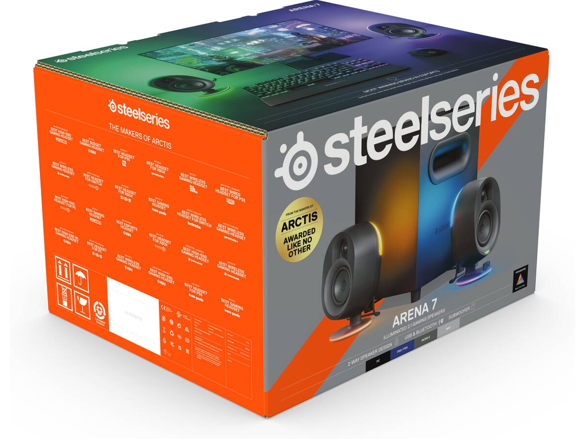 Colunas Gaming Bluetooth STEELSERIES Arena 7 (Preto) | Worten.pt