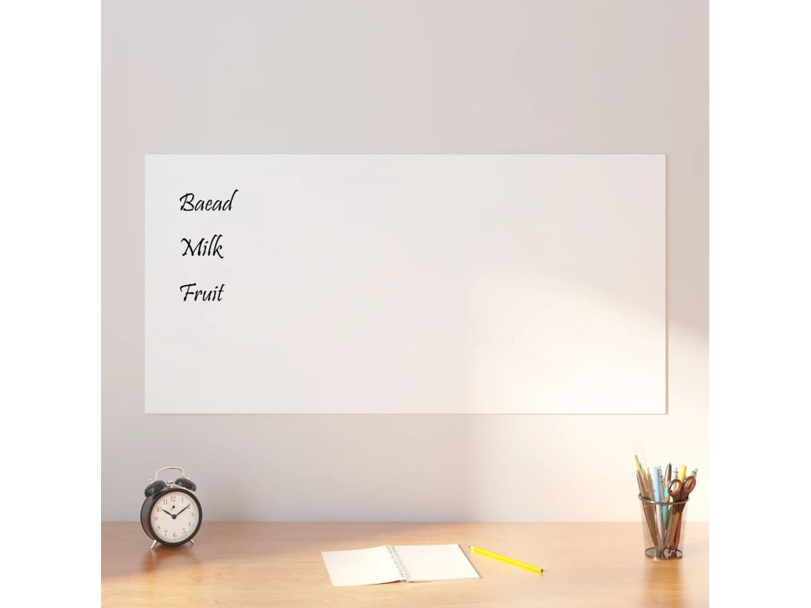 Quadro Magnético de Parede 100X50 Cm Vidro Temperado Branco VIDAXL ...