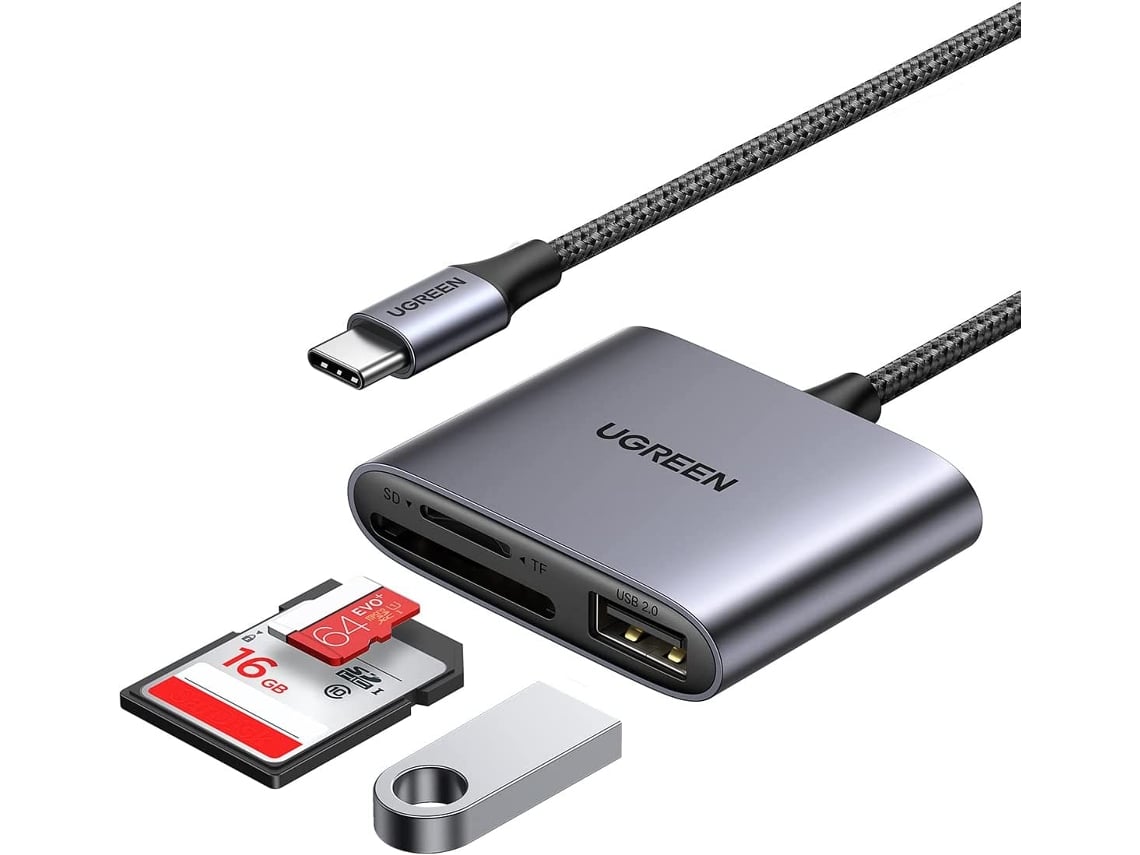 Leitor de Cartões Sd Ugreen Usb C com Porta Usb Adaptador de Cartões ...