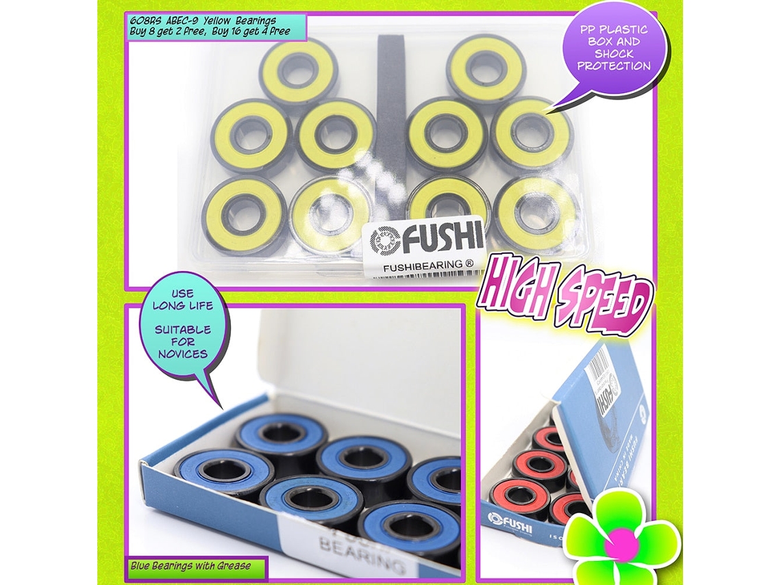 Rolamento Da Roda Do Patim em Linha 608Rs-Azul / 16Pcs SLOWMOOSE (Azul ...