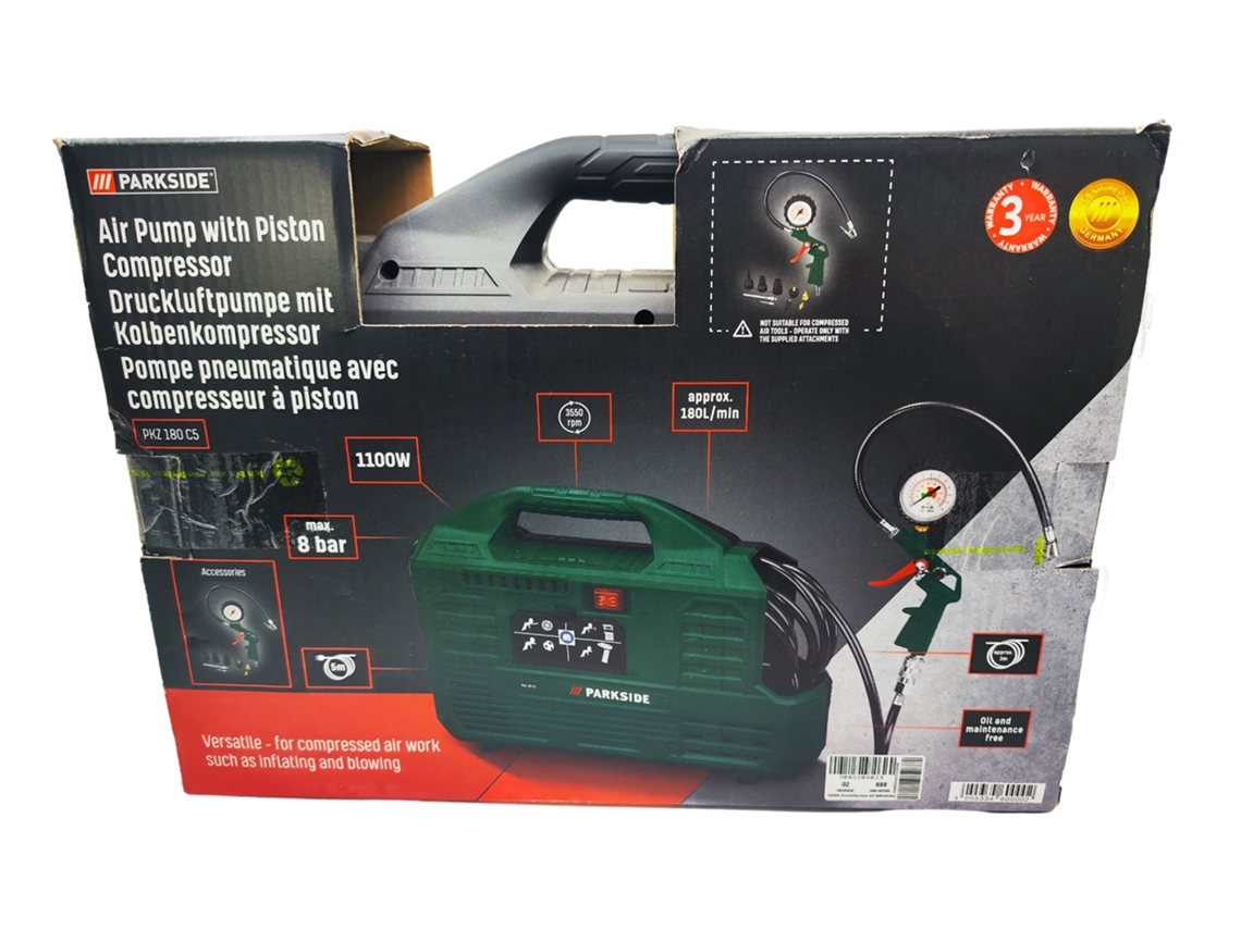 Compressor PARKSIDE Pkz 180 1100 Watts com Motor Elétrico Portátil ...