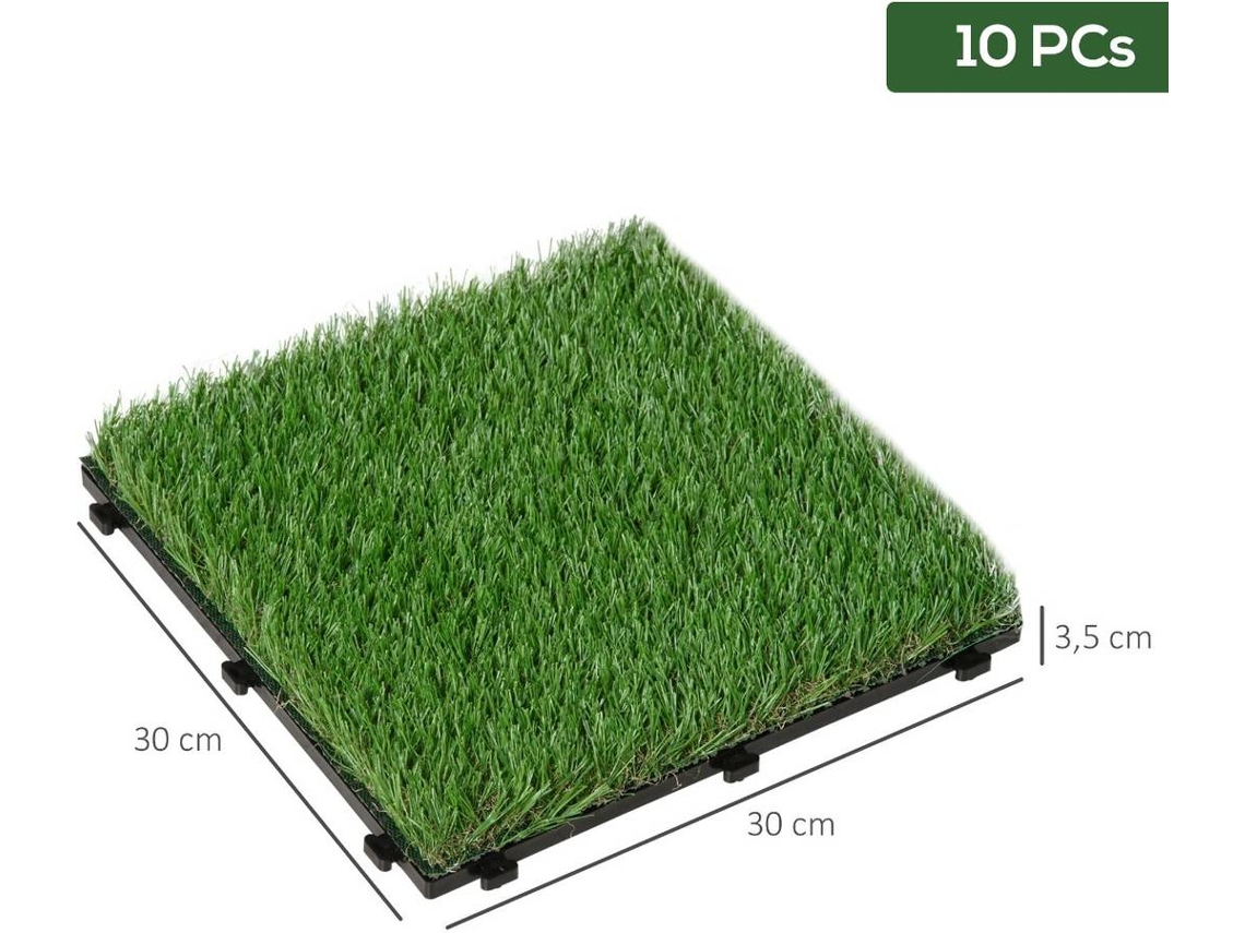 Conjunto de 10 Peças de Relva Artificial OUTSUNNY Tapete | Worten.pt