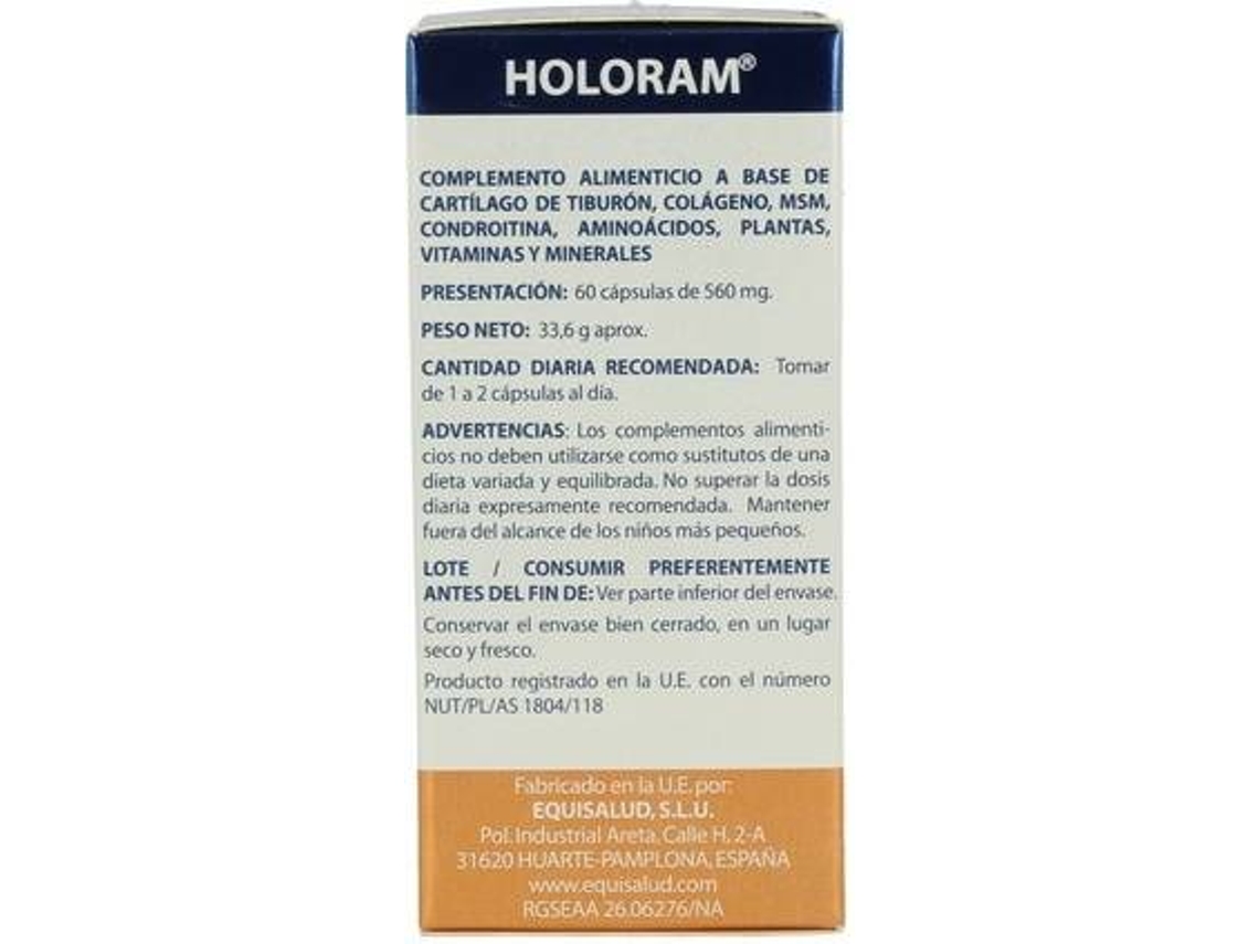 Suplemento Alimentar EQUISALUD Holoram Artigen (60 cápsulas de 560mg ...