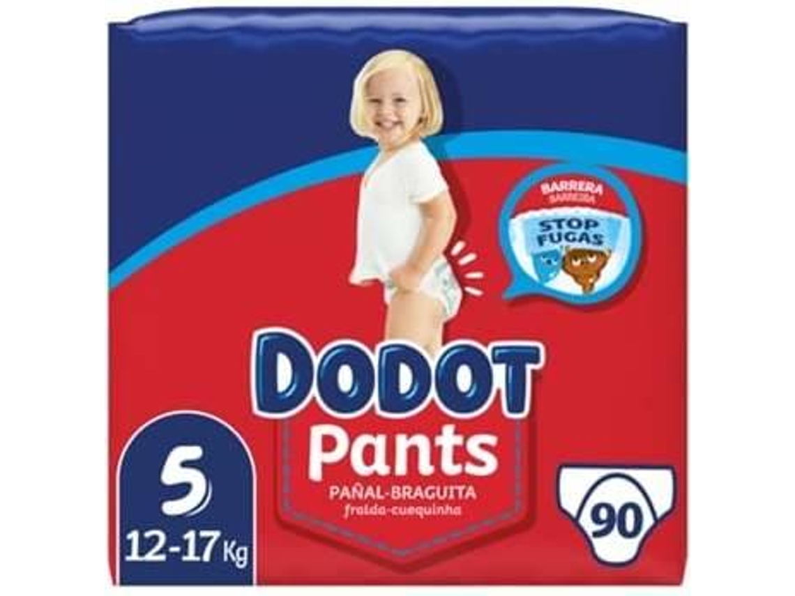 Fraldas Cueca DODOT Pants (T5 - 12kg a 17kg - 90 Unidades - Pack 3x30 Unidades) | Worten.pt