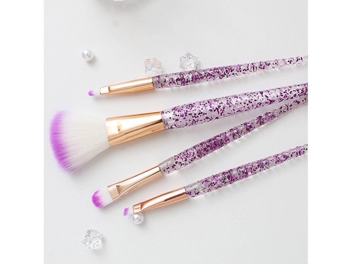 Conjunto De Pincéis De Maquiagem Crystal Sparkles Blush Powder Fan Lip ...