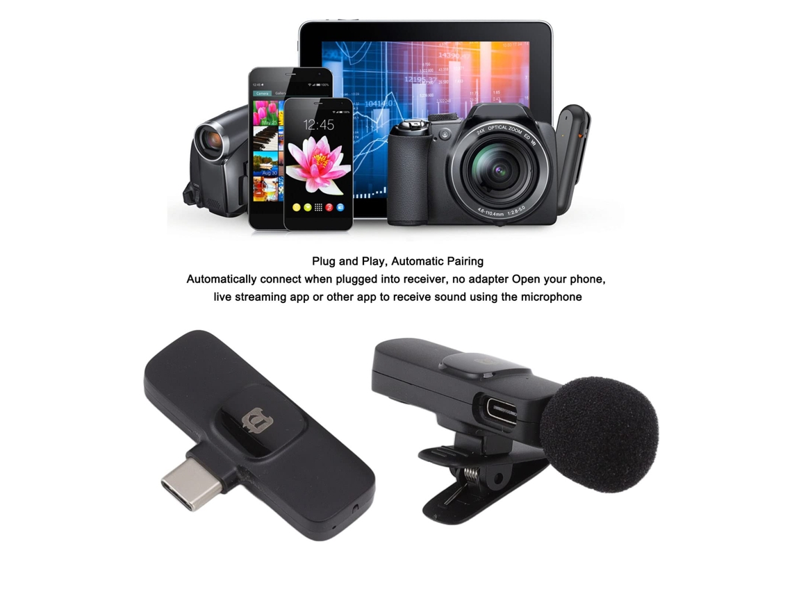 Microfone Cravate Sans Fils 2.4Ghz Micro Wireless Lapela 1 Emmetteur ...