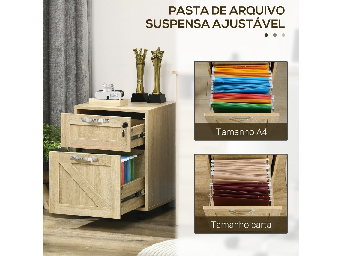 Bloco de Gavetas Melamina de Madeira Cor de madeira natural 41x42x56 cm ...