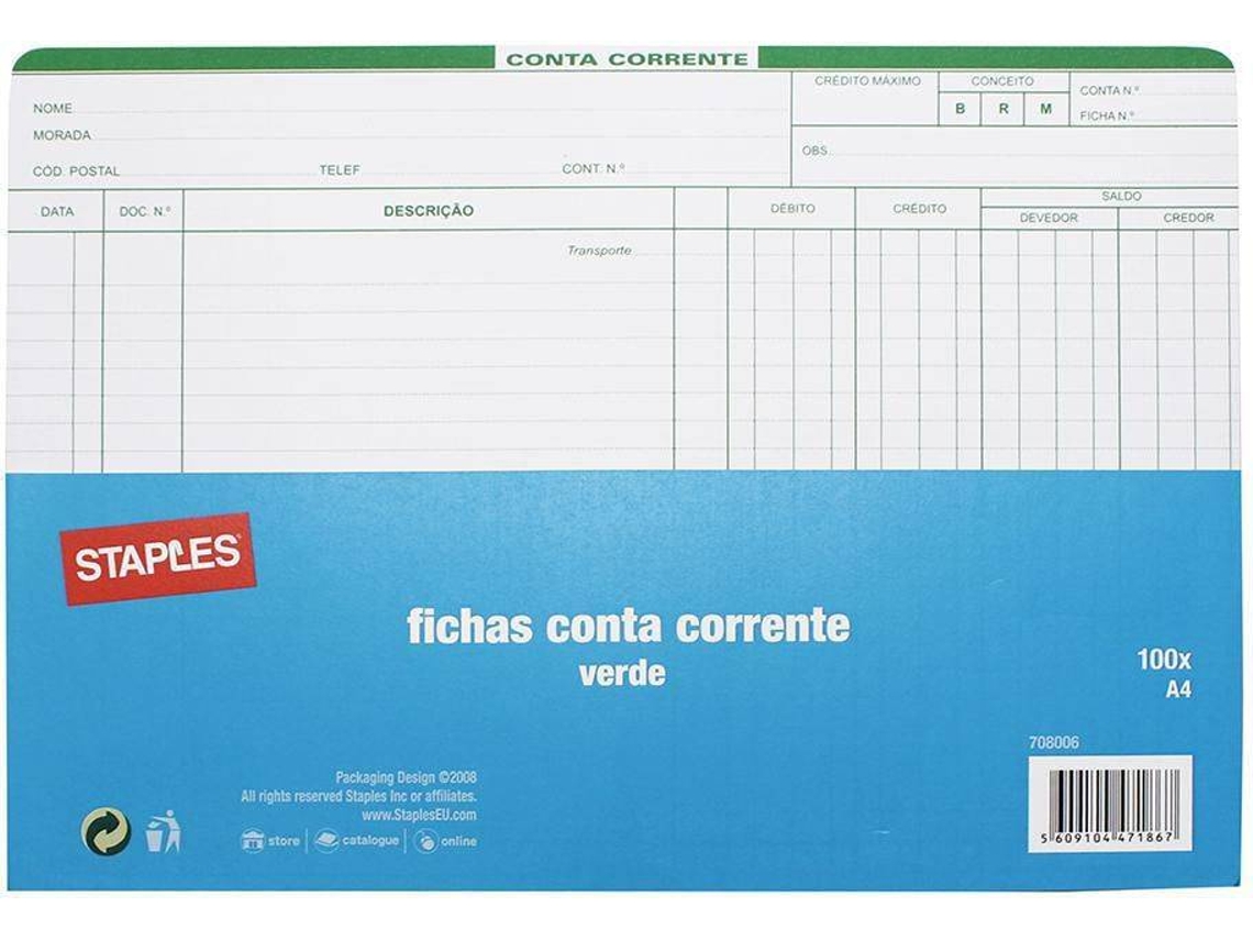 Fichas Conta Corrente MAB 708006 (A4 - 100 Folhas) | Worten.pt
